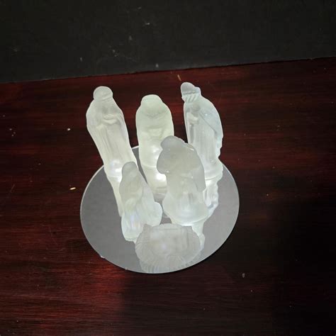 6 Piece Vintage Frosted Glass Nativity Set Neiman Marcus House Of Lloyd
