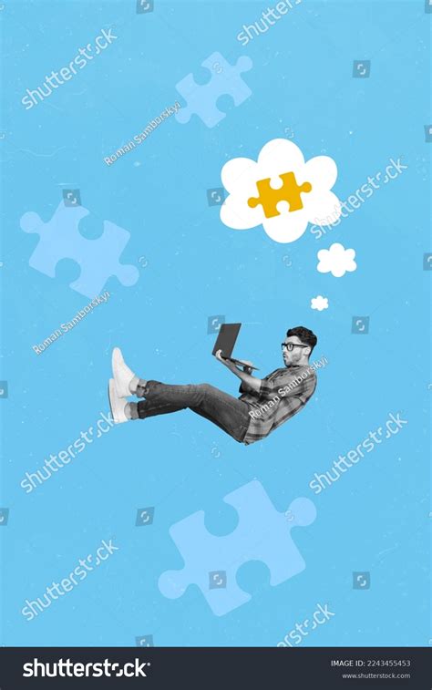 Artwork Magazine Collage Picture Puzzled Guy Stock Photo 2243455453