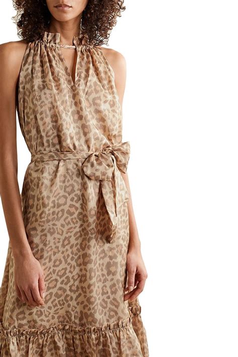 Zimmermann Kirra Belted Tiered Leopard Print Silk Midi Dress The Outnet