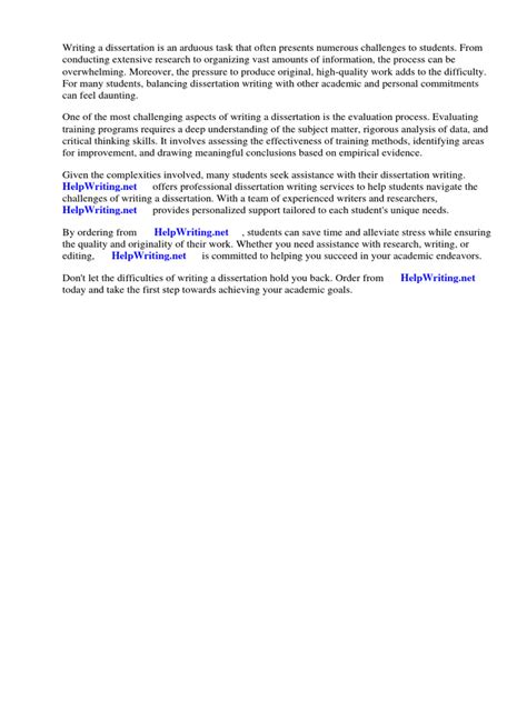 Dissertation Training Evaluation Pdf Thesis Evaluation