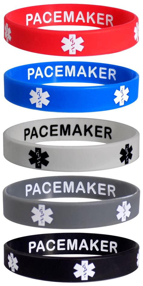 Pacemaker Medical Alert Id Privacy Enhanced Silicone Bracelets Wristba