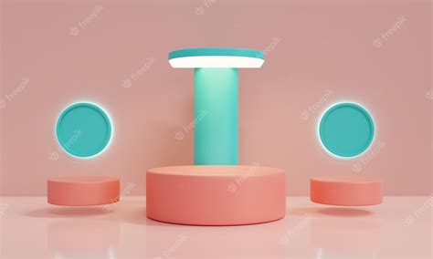 Premium Photo 3d Render Geometric Shapes With Pastel Colors