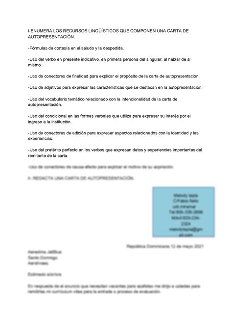 Solution Recursos Linguisticos De La Carta De Autopresentacion Studypool
