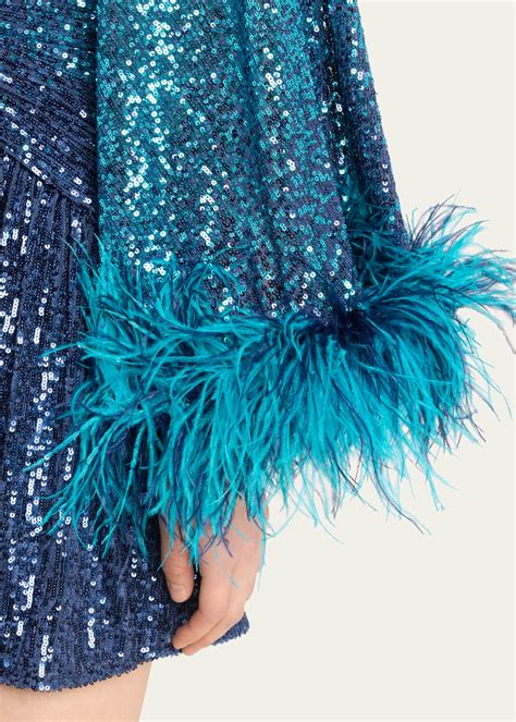Patbo Ombré Sequin Feather Cuff Cutout Mini Dress Bergdorf Goodman