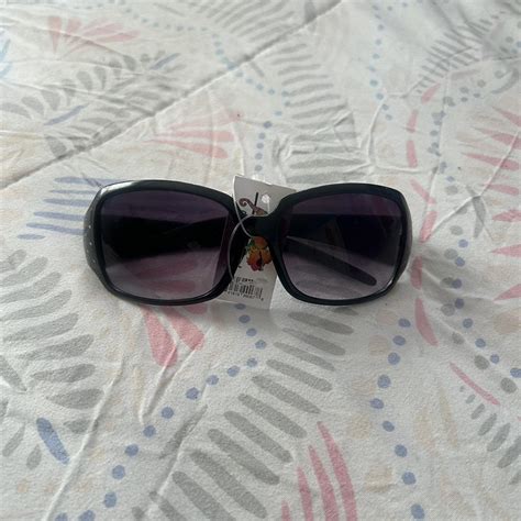 Black Sun Glasses W Rhinestones Depop