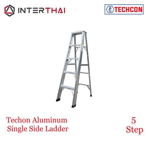 Techcon บันไดอลูมิเนียมทรงเอ ขึ้นลงทางเดียว ขนาด 5 ขั้น 5 ฟุต รับได้