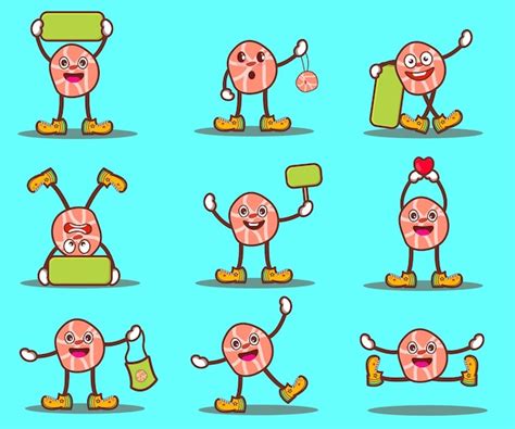 Premium Vector Set Of Slice Of Meat As Cartoon Meat Characters