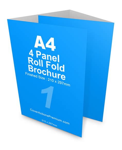 4 Panel A4 Roll Fold Brochure Mockup Cover Actions Premium Mockup
