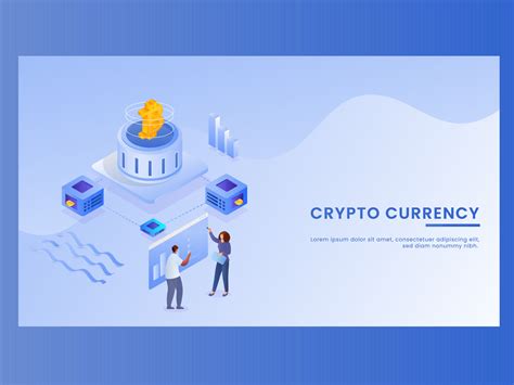 Crypto Currency Landing Page With 3d Bitcoin Server Employees Maintain Data Or Website On Blue
