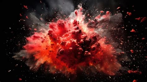 Premium Photo Red Fire Explosion On Dark Background