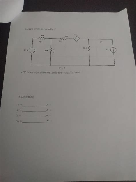 solved apply mesh analysis to fig 2 a write the mesh