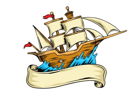 Vintage Ship On Sea Illustration 229885 Vector Art At Vecteezy