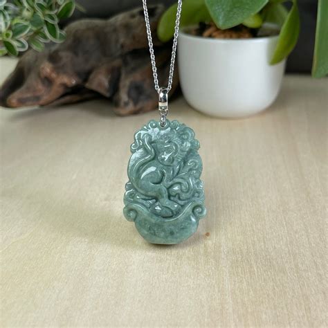 Year Of The Monkey Jade Pendant Jade Carve Monkey Charm Necklace