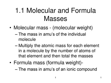 11 Molecular And Formula Masses Schemes And Mind Maps Chemistry
