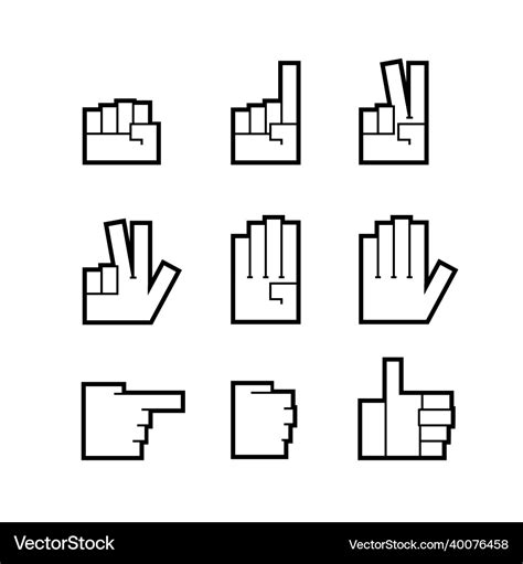 Hand Gestures Line Icons Set Flat Style Royalty Free Vector
