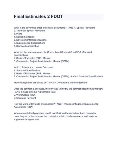 Final Estimates 2 Fdot With Complete Solution Fdot Asphalt Stuvia Us