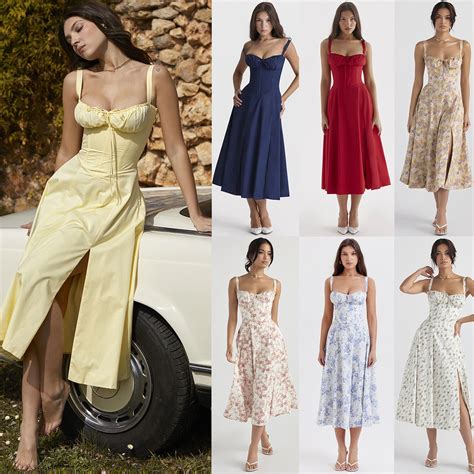 우아하고 섹시한 스트랩 민소매 꽃 프린트 캐주얼 파티 롱 라인 드레스 여성용 스플릿 봄 여름 Aliexpress