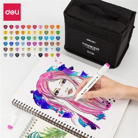 sketch marker dual chisel and bullet tip 60 color with carry bag city