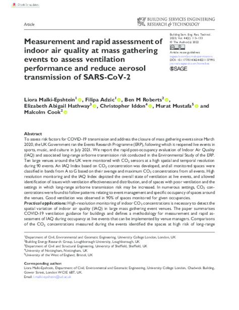 Measurement And Rapid Assessment Of Indoor Air Quality At Mass Gathering Events To Assess