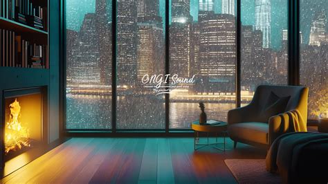 도시의 야경을 바라보며 듣는 빗소리 장작타는 소리 Youtube