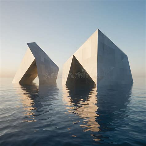 Geometric Structures Submerged In Water Reflecting Tranquility And Architectural Elegance
