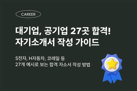 대기업 공기업 27곳 합격 합격 자기소개서 작성 가이드 미니인턴