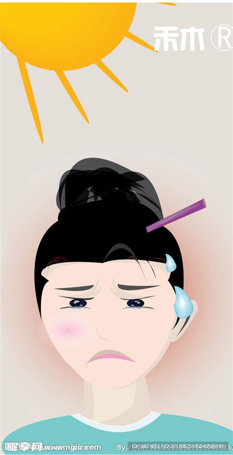 满头大汗女孩设计图 卡通设计 广告设计 设计图库 昵图网