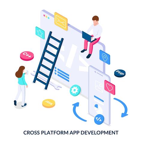 Premium Vector Sross Platform App Development Developers Uses Software On Multiple Devices