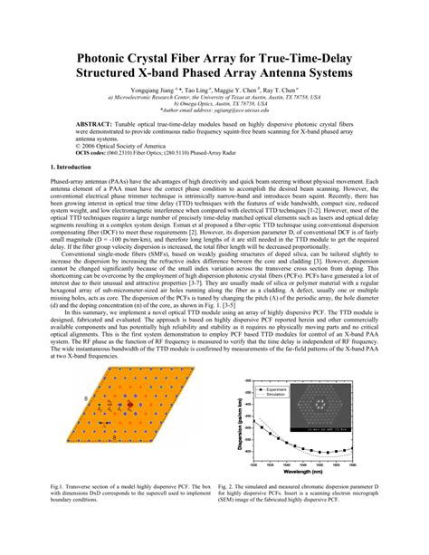 Pdf Photonic Crystal Fiber Array For True Time Delay Structured X