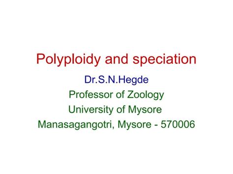 Polyploidy And Speciation Ppt Ppt