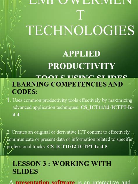 applied productivity tools using slides pdf