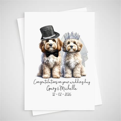 Personalised Cockapoo Wedding Card Bride And Groom Dog Etsy