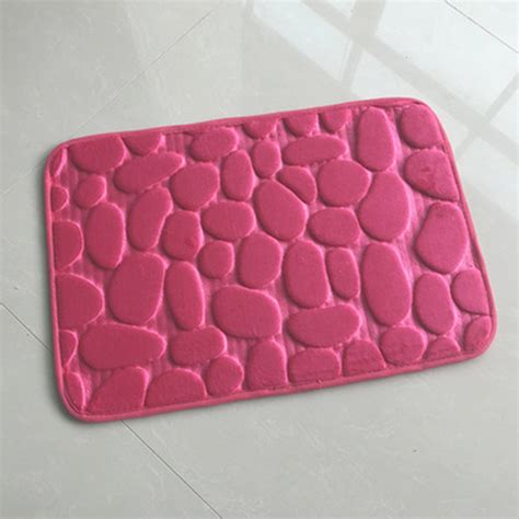 1pc Memory Foam Bath Rug Cobblestone Embossed Bathroom Mat Rapid Water