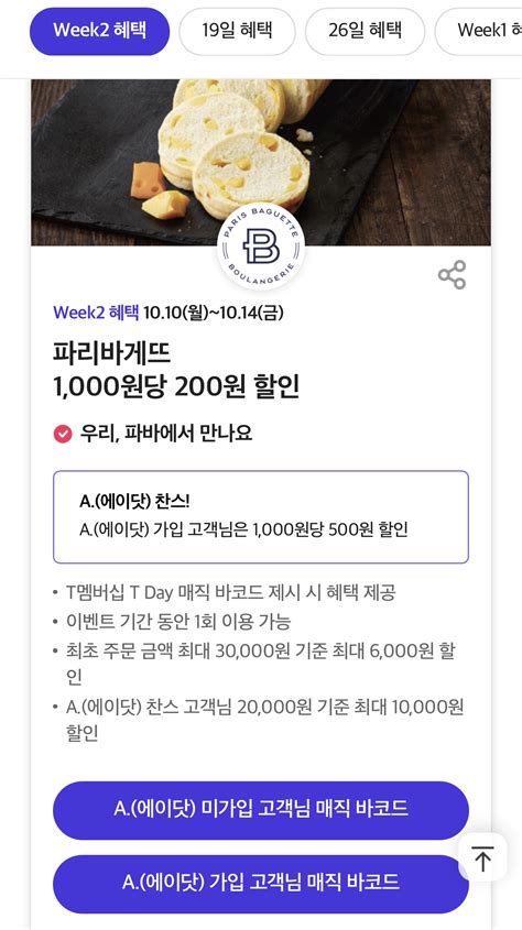 Skt T 데이 멤버쉽 파리바게트 도미노피자 이벤트쿠폰 어미새