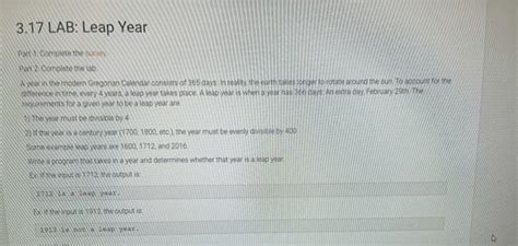 Solved 3 17 LAB Leap Year Part Complete They 2002 Complete Chegg