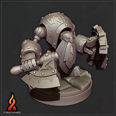 3d Printable Dwarf Golem By Firespire
