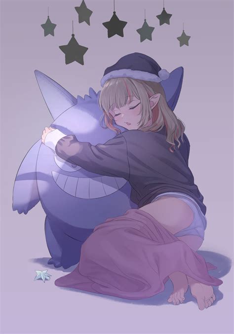 Safebooru 1girl Ass Barefoot Bed Sheet Black Sweater Closed Eyes Full