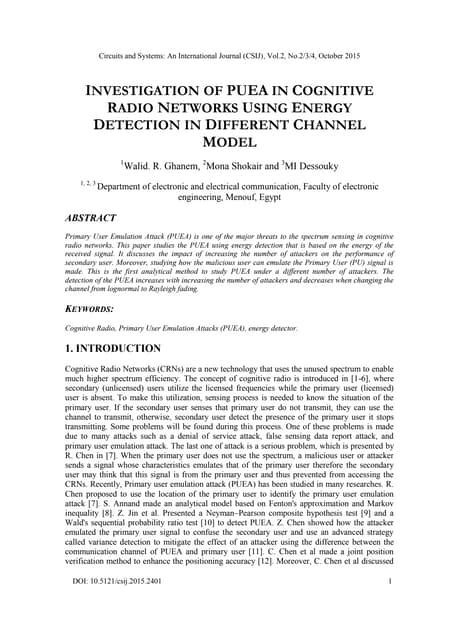 Investigation Of Puea In Cognitive Radio Networks Using Energy