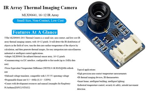 Mlx90641 Ir Array Thermal Imaging Camera 55° Field Of View 16x12 Pixels I2c