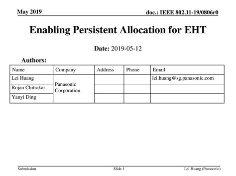 Enabling Persistent Allocation For Eht Ppt Download