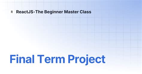 Final Term Project ReactJS The Beginner Master Class