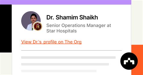 Dr Shamim Shaikh Senior Operations Manager At Star Hospitals The Org