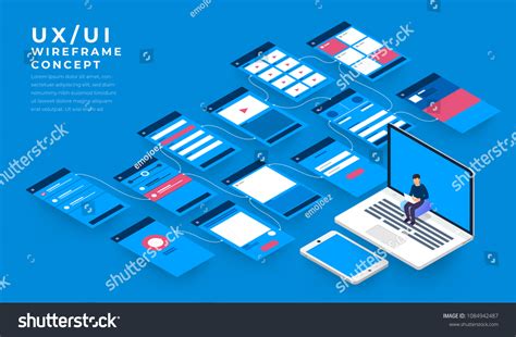 Ux Ui Flowchart Mockups Mobile Application Stock Vector Royalty Free 1084942487 Shutterstock