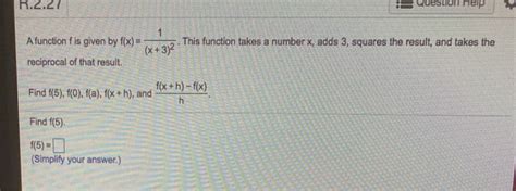 Solved R227 Question Help 1 This Function Takes A Number