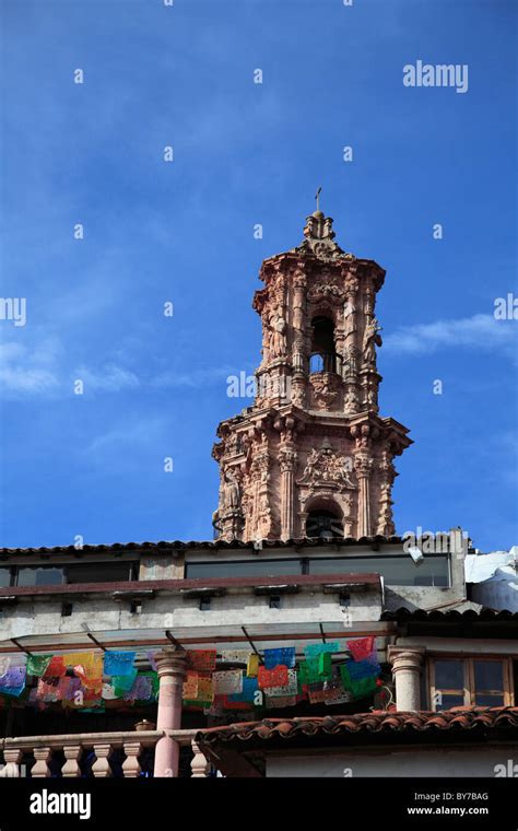 Spire Santa Prisca Church Taxco Colonial Town Well Known For Its