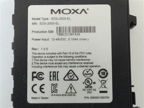 Moxa Eds 2005 El Unmanaged Ethernet Switch V1 0 0 5 Port 12 48vdc