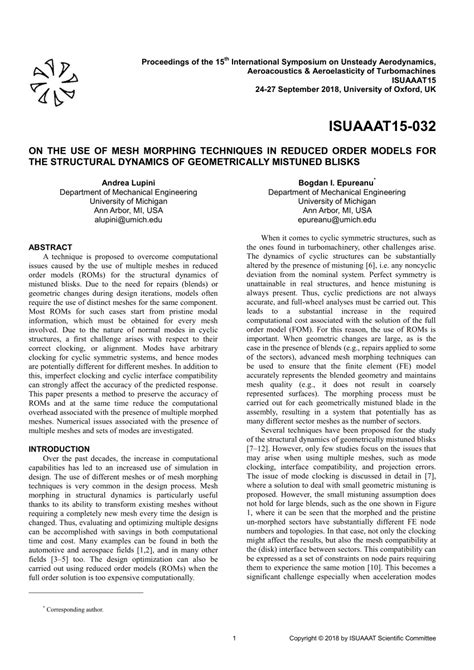 Pdf On The Use Of Mesh Morphing Techniques In Reduced Order Models
