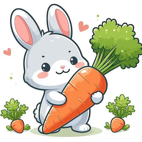 Un Conejo Con Una Zanahoria Vector Premium