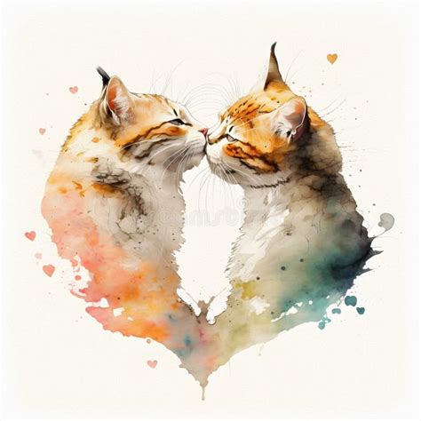 Two Cats Kissing In The Shape Of A Heart Valentines Day And All
