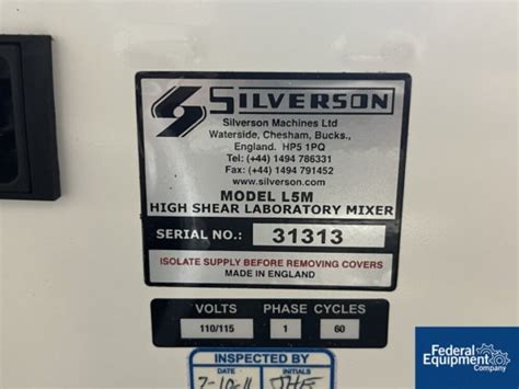 Silverson Lab Mixer Model L5ma In Cleveland Oh Usa